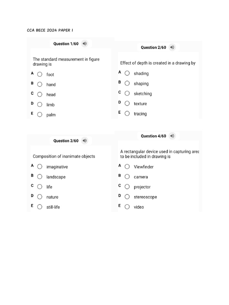 Cca 2024 Bece Paper 1 | PDF