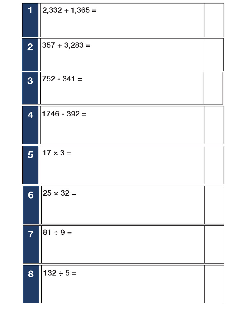 P5 Maths Cycle Test 1 | PDF