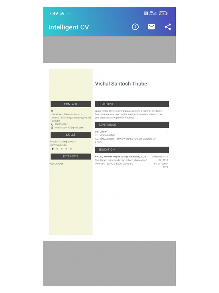 CV Vishal | PDF