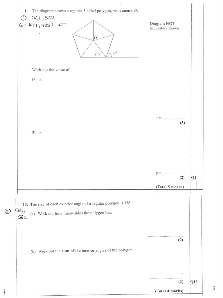21 Angles & Polygons Homework Exam Qs-Sticker | PDF