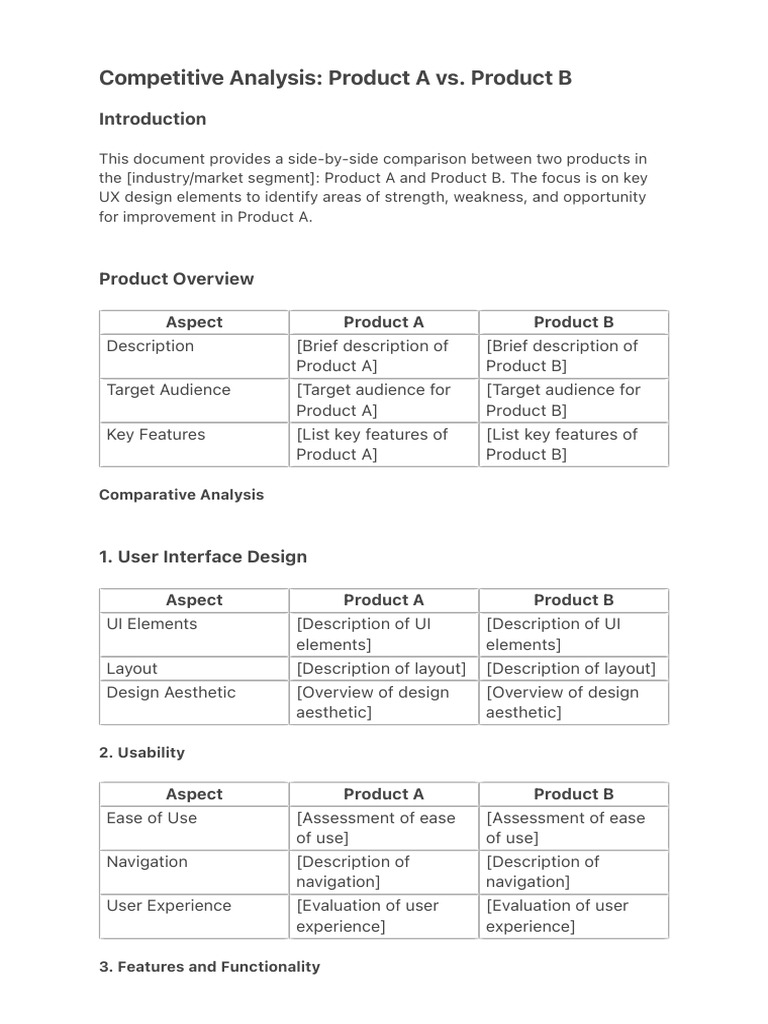 Product A vs. Product B Analysis | PDF | Usability | Human–Computer ...