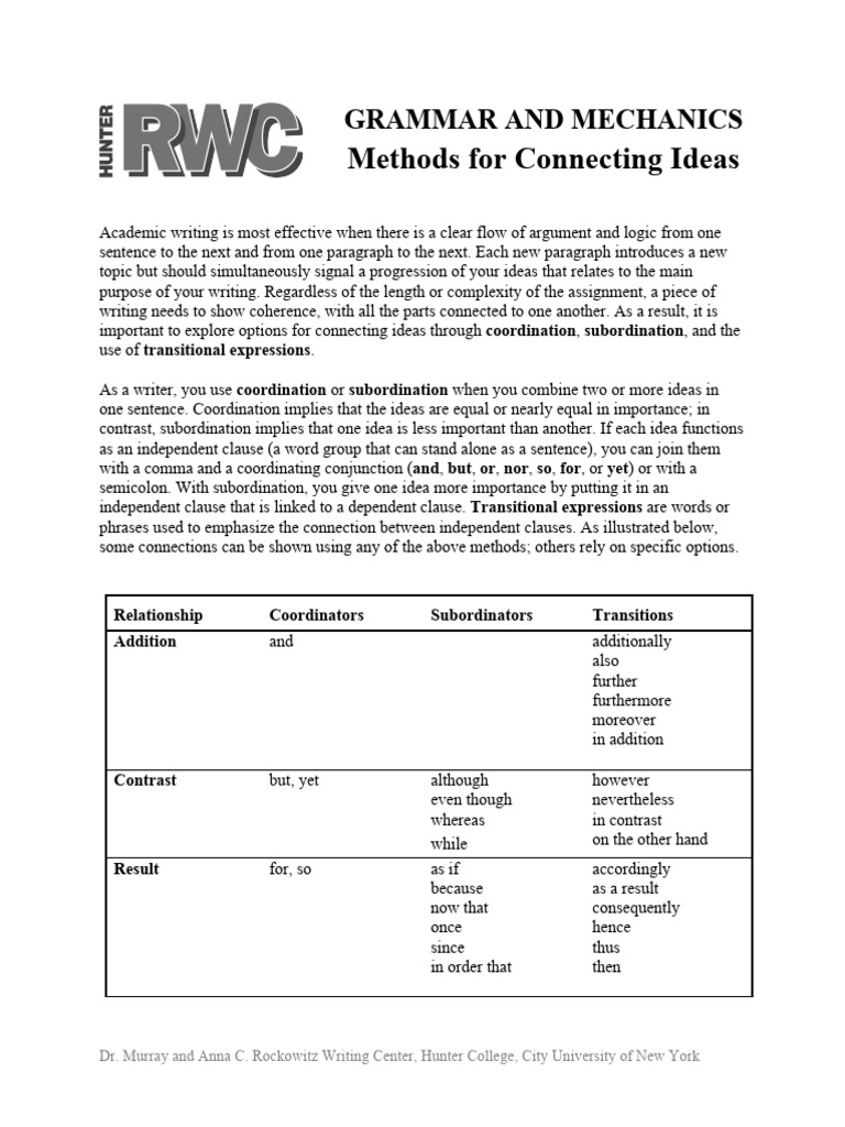 Connecting Ideas in Academic Writing | PDF | Language Mechanics | Grammar