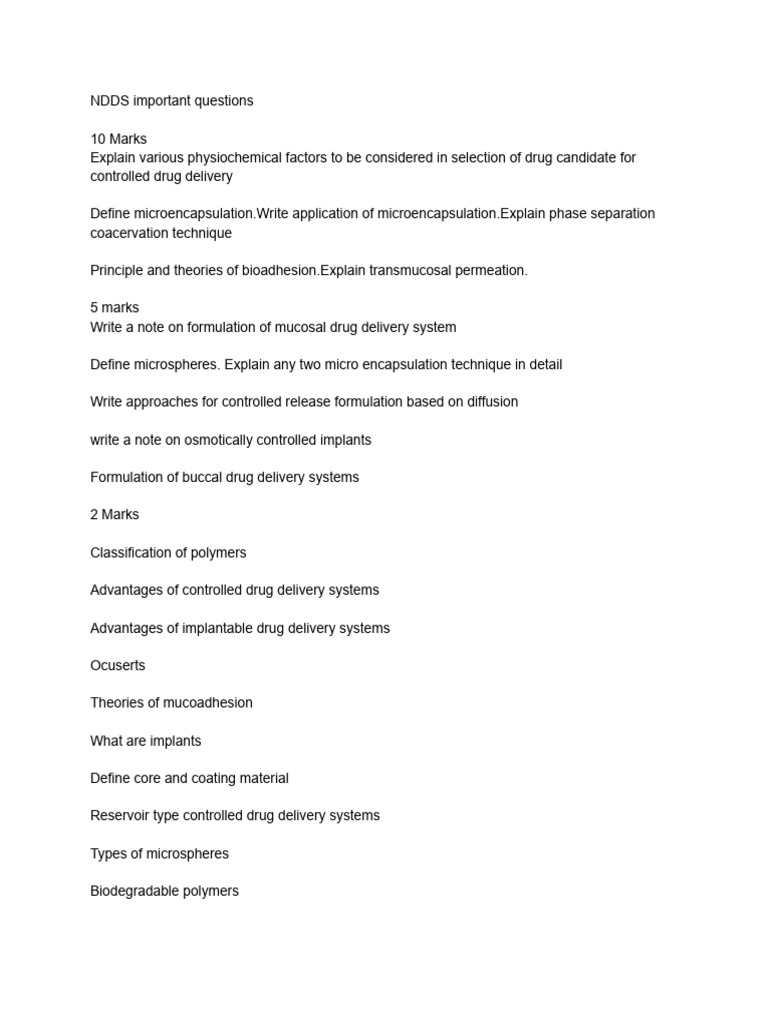 NDDS 1st Sessional Important Questions | PDF