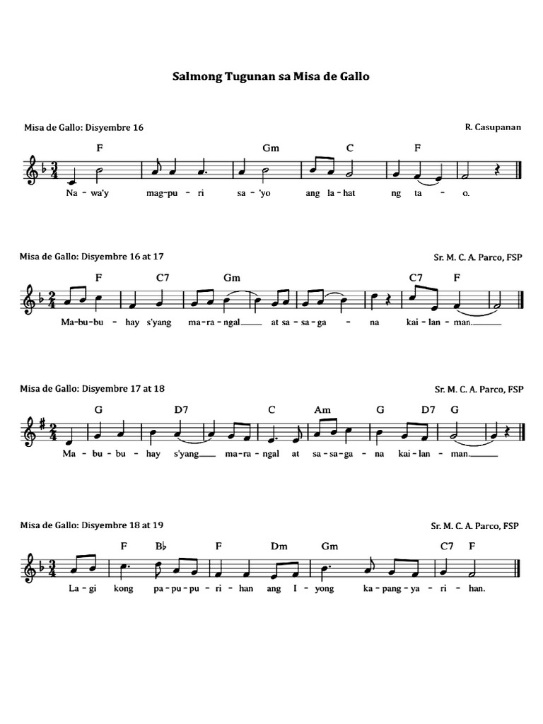 Salmong Tugunan Sa Misa de Gallo | PDF