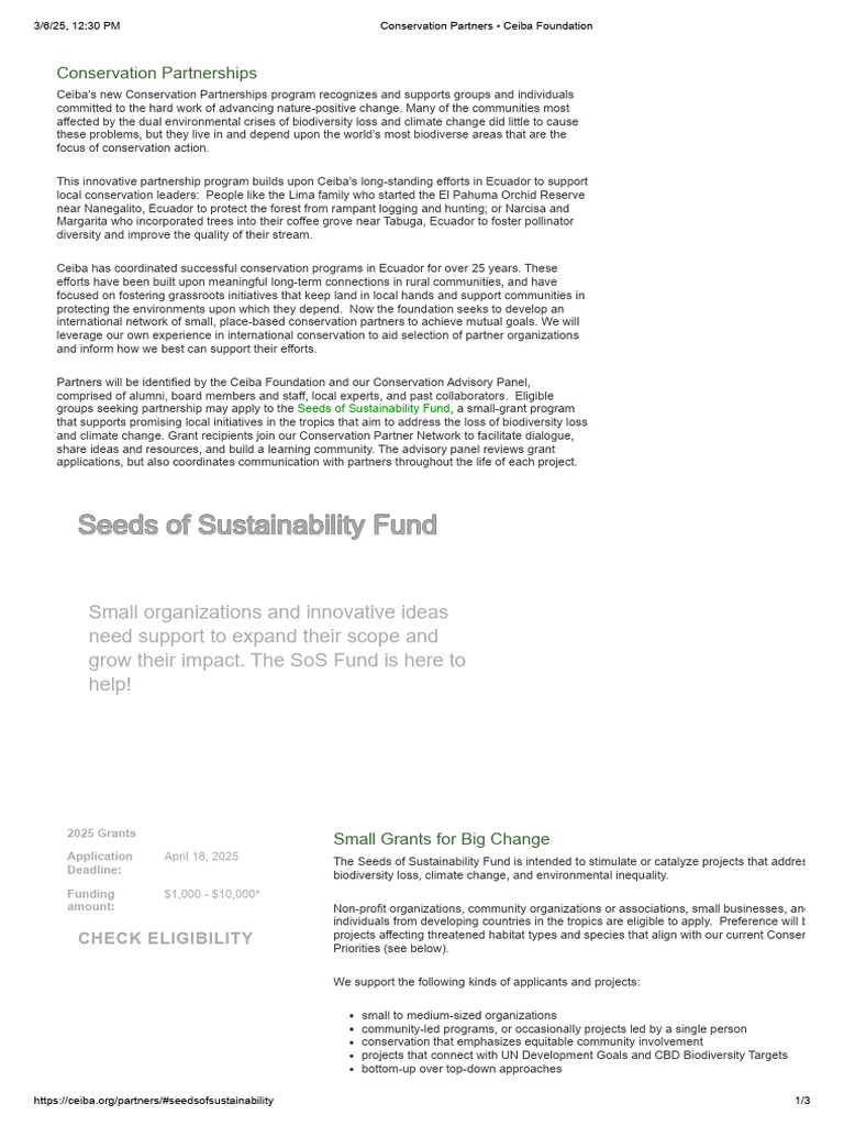 Conservation Partners - Ceiba Foundation | PDF | Conservation Biology | Ecological Restoration