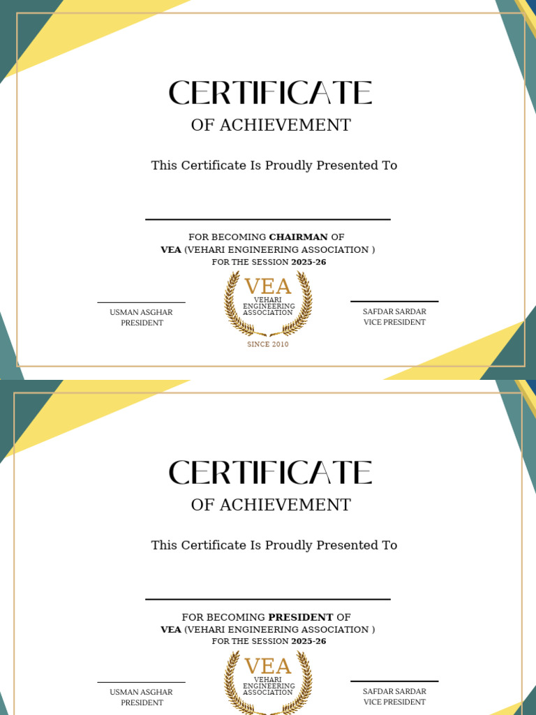 VEA Leadership Certificates 2025-26 | PDF | Government Of India