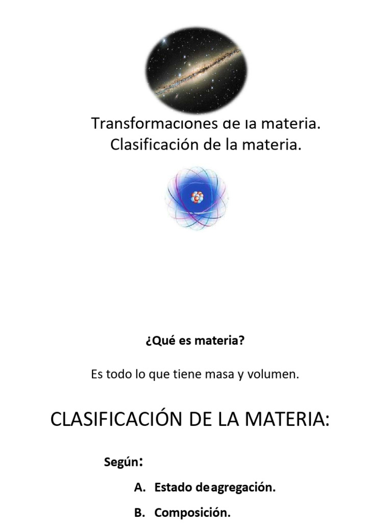 Clasificación y estados de la materia | PDF | Mezcla | Compuestos químicos
