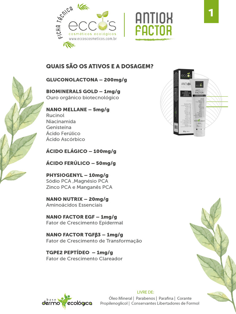 Ficha Técnica ANTIOX FACTOR | PDF | Antioxidante | Vitamina