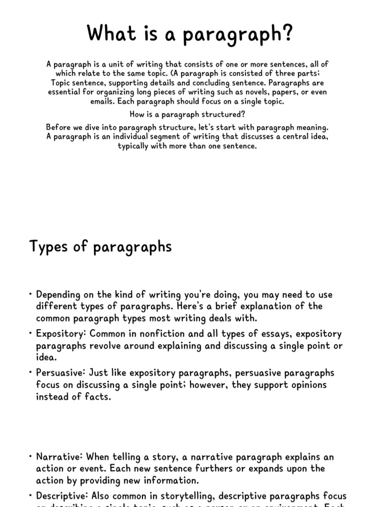 Understanding Paragraph Structure and Types | PDF