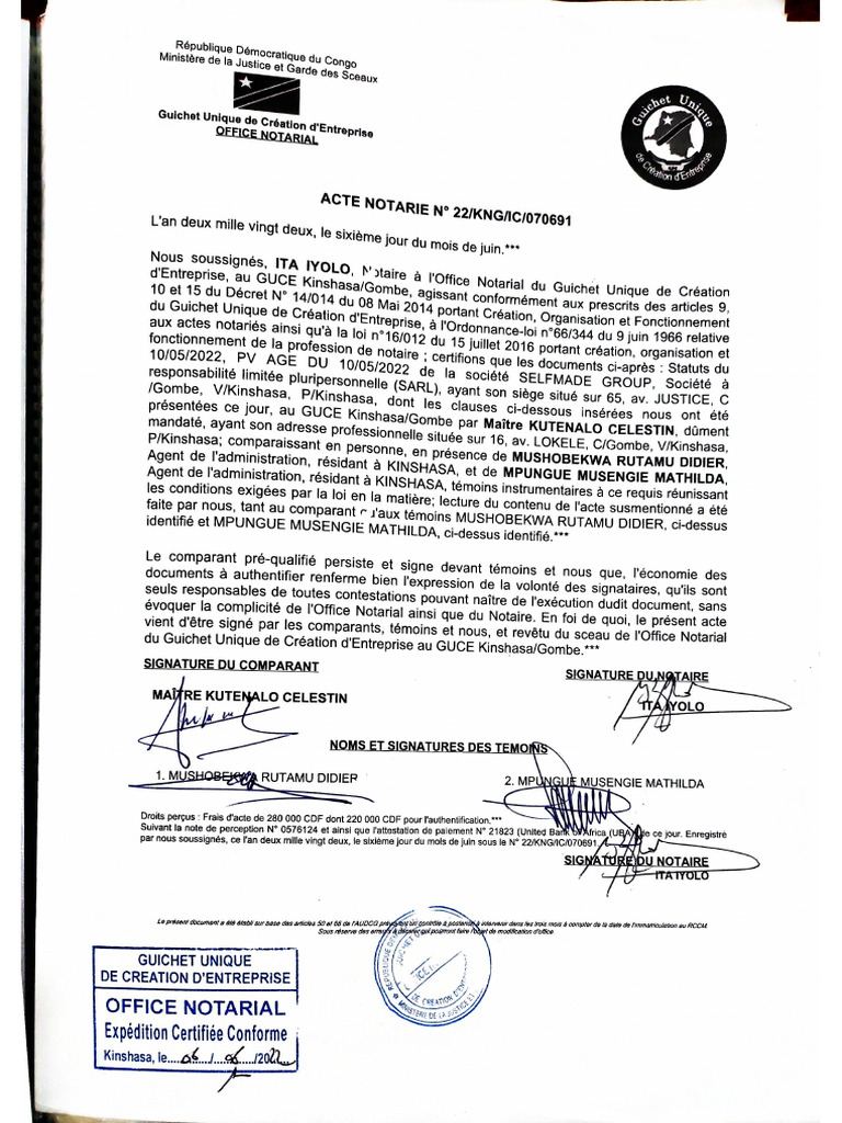 Acte Notarié Selfmade | PDF