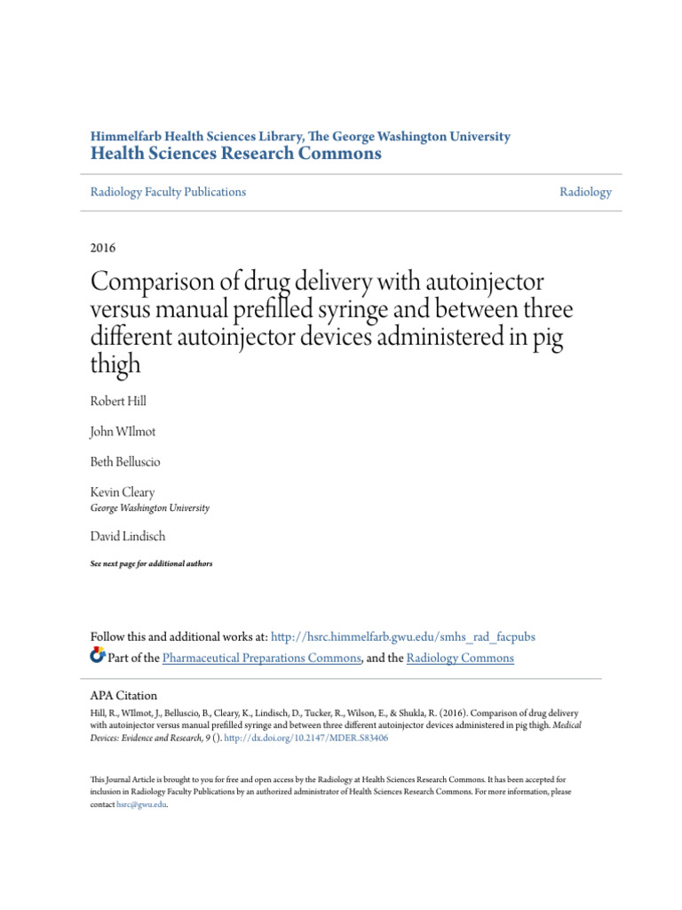 Comparison of Drug Delivery With Autoinjector Versus Manual Prefilled ...