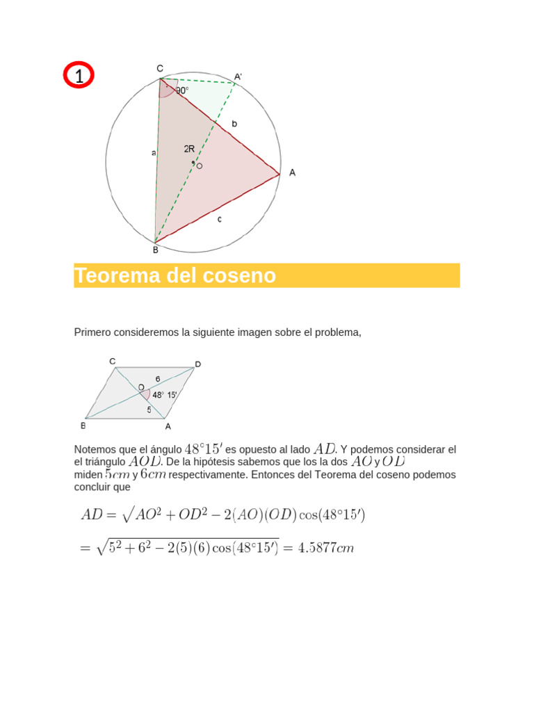 Teorema Del Coseno | PDF