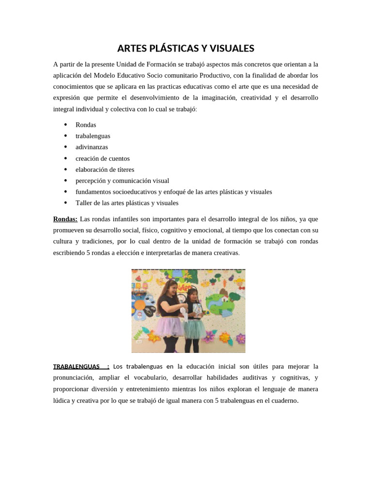 Artes Plásticas y Visuales | PDF | Educación de la primera infancia ...
