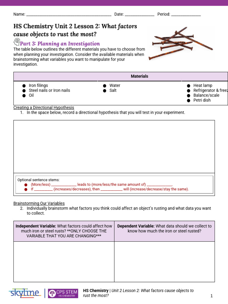Copy of Unit 2 Lesson 2 Worksheet-Answers | PDF | Experiment
