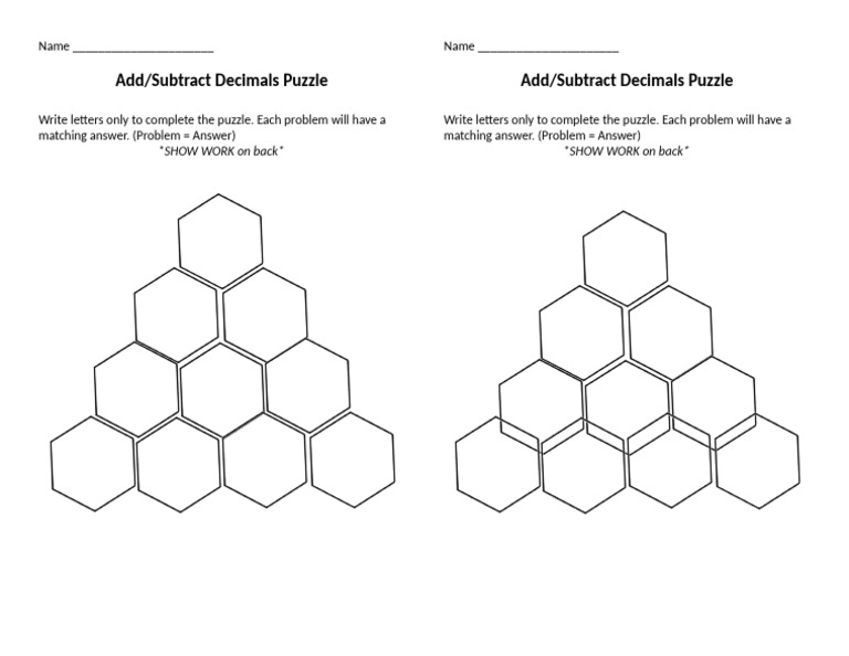 Add:subtract Decimal Puzzle | PDF