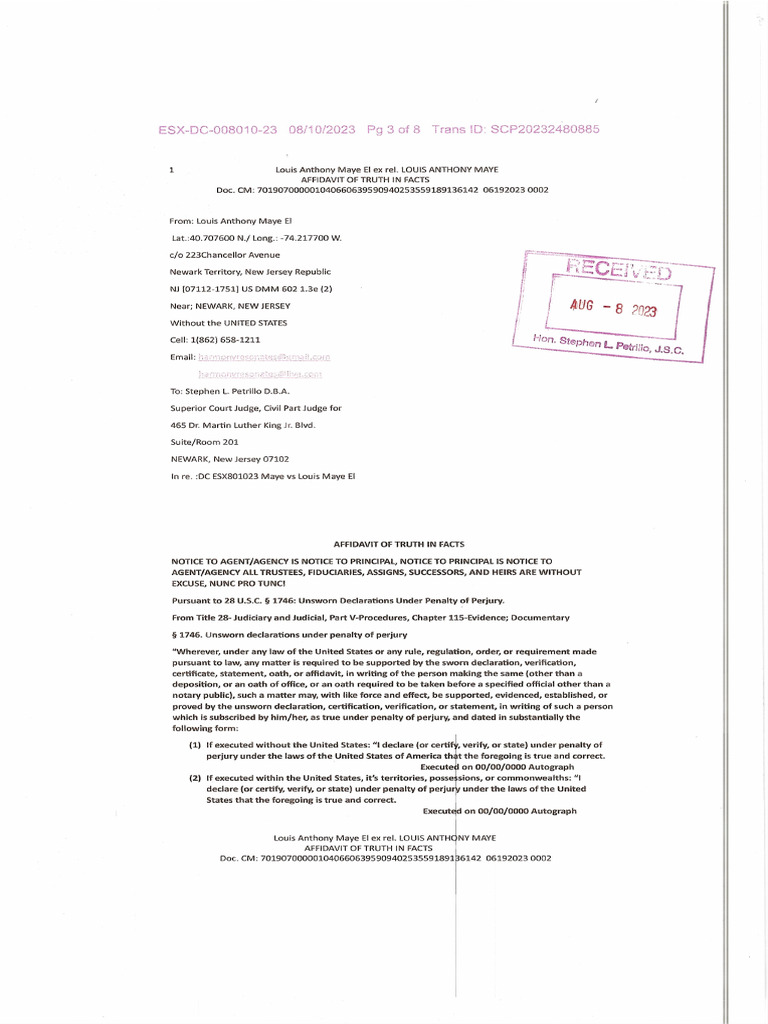 Document - 2025-03!06!145658-AFFIDAVIT of TRUTH in FACTS - Miailed To ...