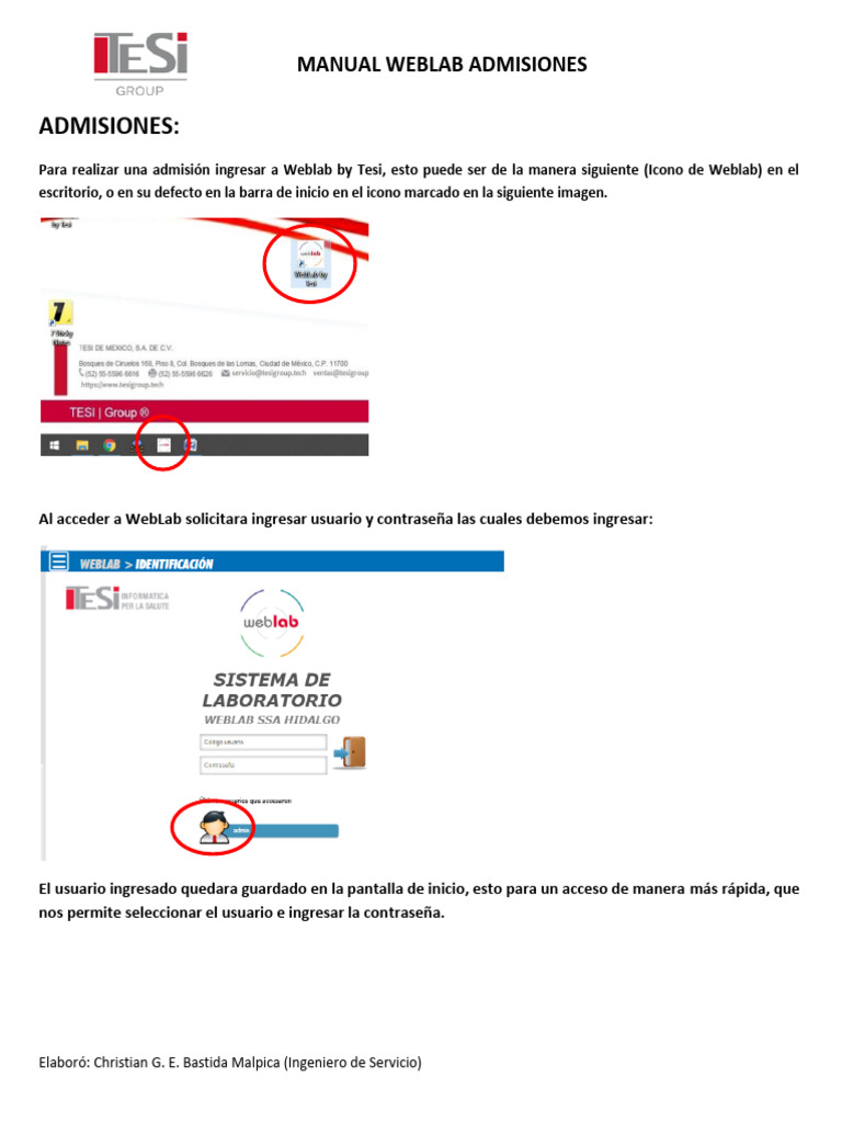 Manual Weblab Admisiones | PDF | Hospital | Informática
