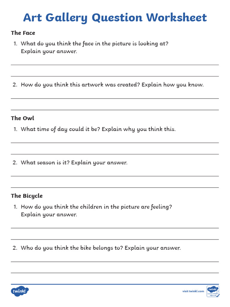 Art Gallery Question Worksheet | PDF