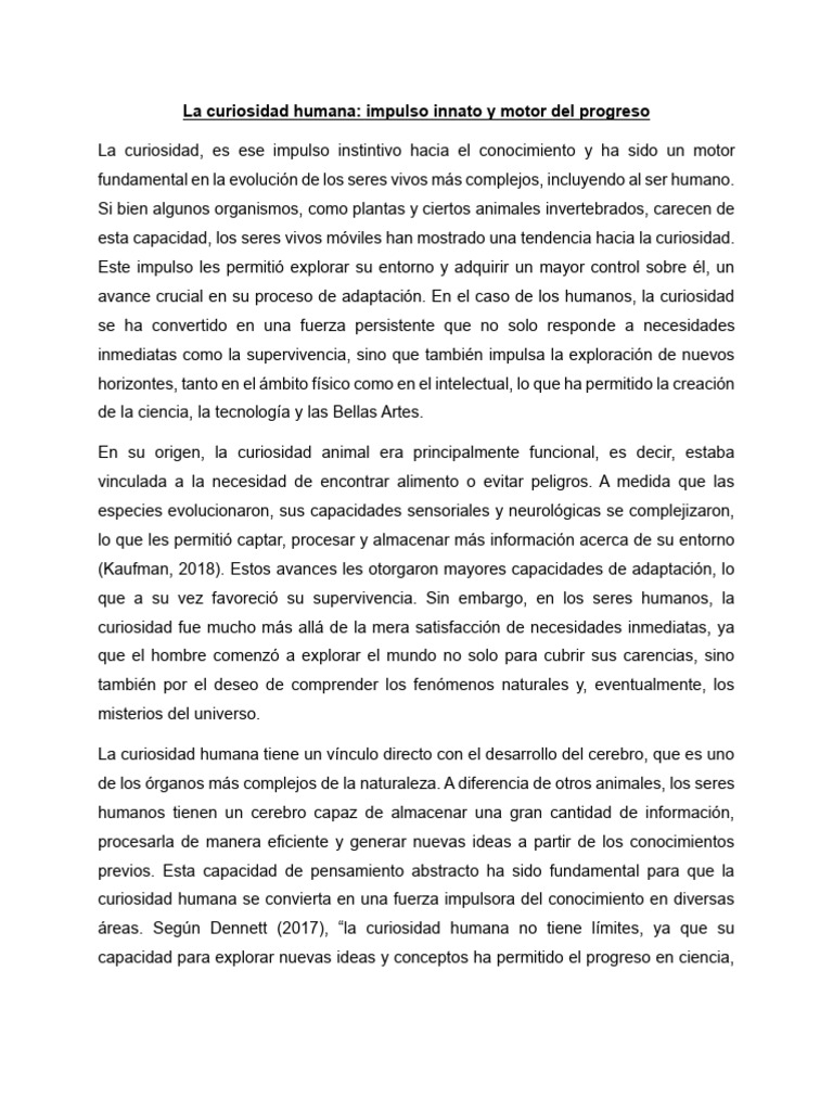La curiosidad como motor del progreso | PDF | Curiosidad | Humano