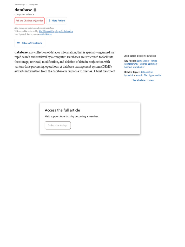 Database _ Definition, Types, & Facts _ Britannica | PDF