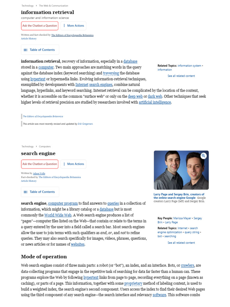 Information Retrieval - Definition, Methods, & Facts - Britannica | PDF | World Wide Web ...