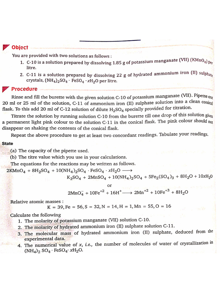 Chemistry Practical Work Titration | PDF
