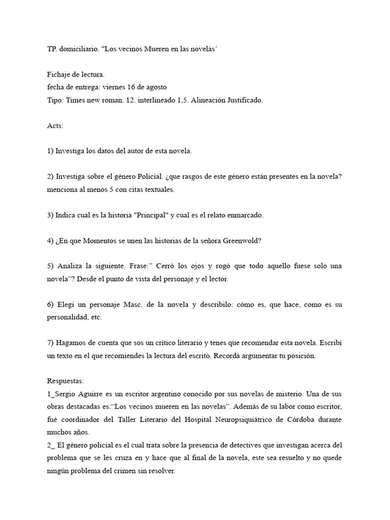 TP de Lengua | PDF | Novelas | La novela policíaca