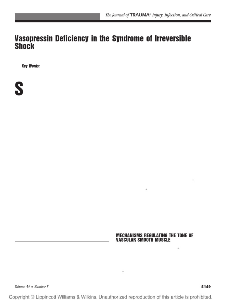 2003 J Trauma Vasopressin Deficiency in The Syndrome of Irreversible Shock | PDF | Vasodilation ...