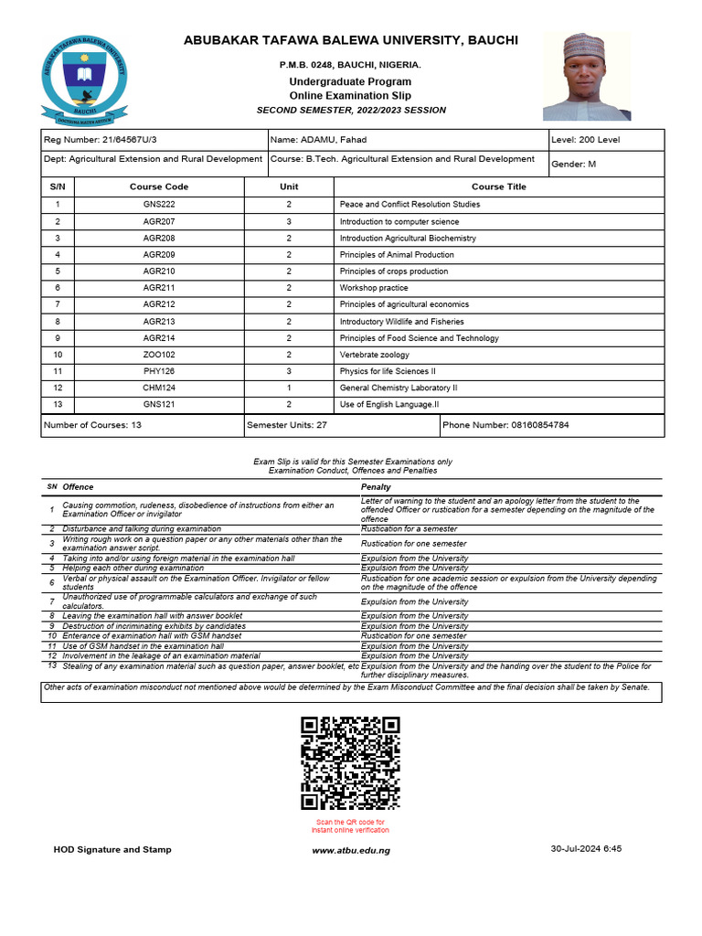 Exam Card1 - Second Semester, 2022 - 2023 | PDF