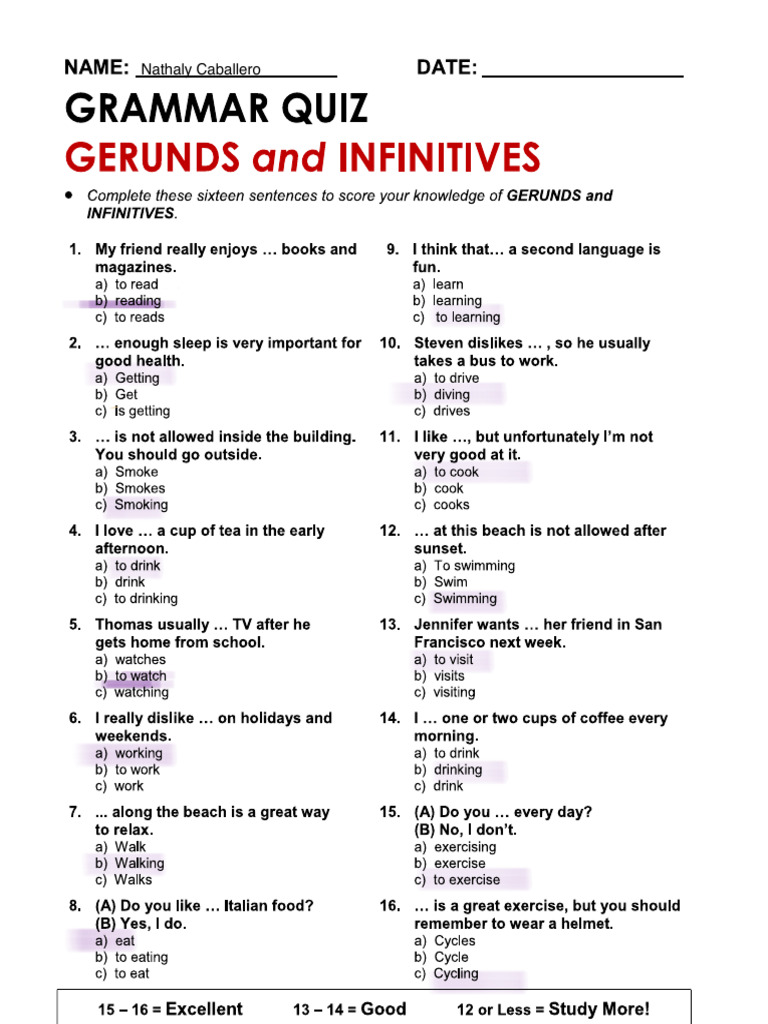 Homework No 22 Infinitive and Gerund | PDF