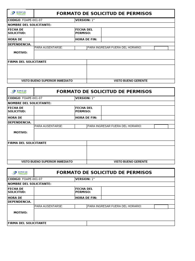 Formato de Permisos | PDF