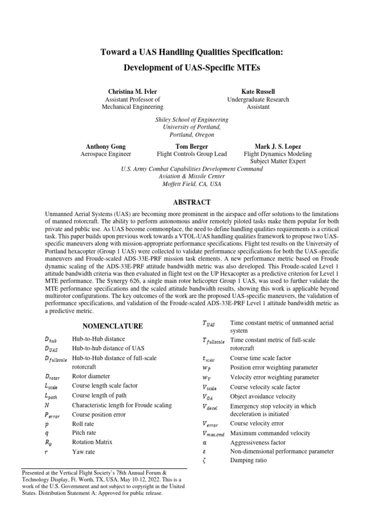 UAS Handling Qualities Specification Development | PDF | Unmanned ...