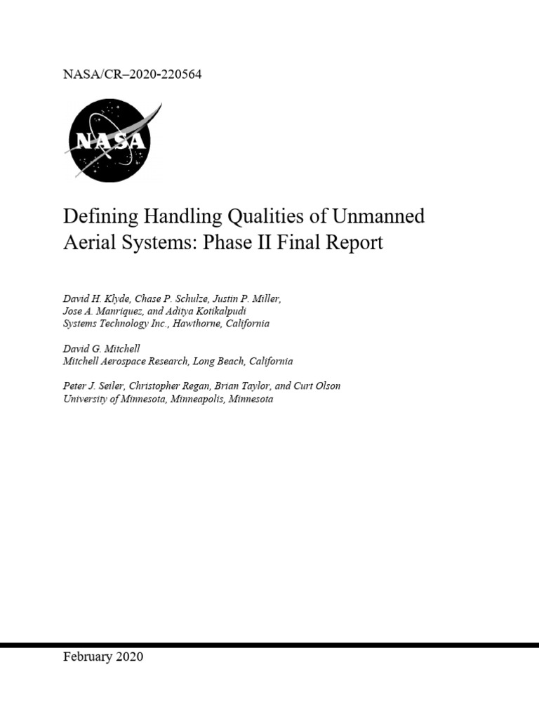 Defining Handling Qualities of UAV NASA | PDF | Unmanned Aerial Vehicle | Nasa