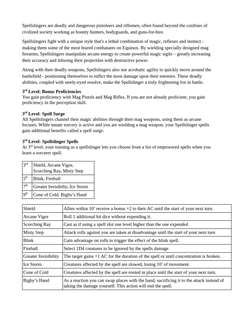 Spellslinger Sorcerer Subclass | PDF | Projectile Weapons | Ballistics