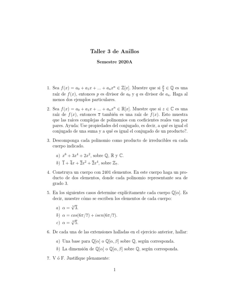 Taller3 Anillos 2020A | PDF