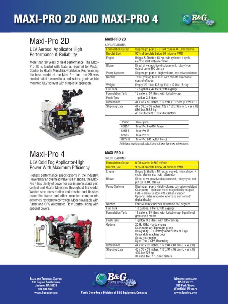 Maxi-Pro ULV Applicators Overview | PDF | Pump | Engines