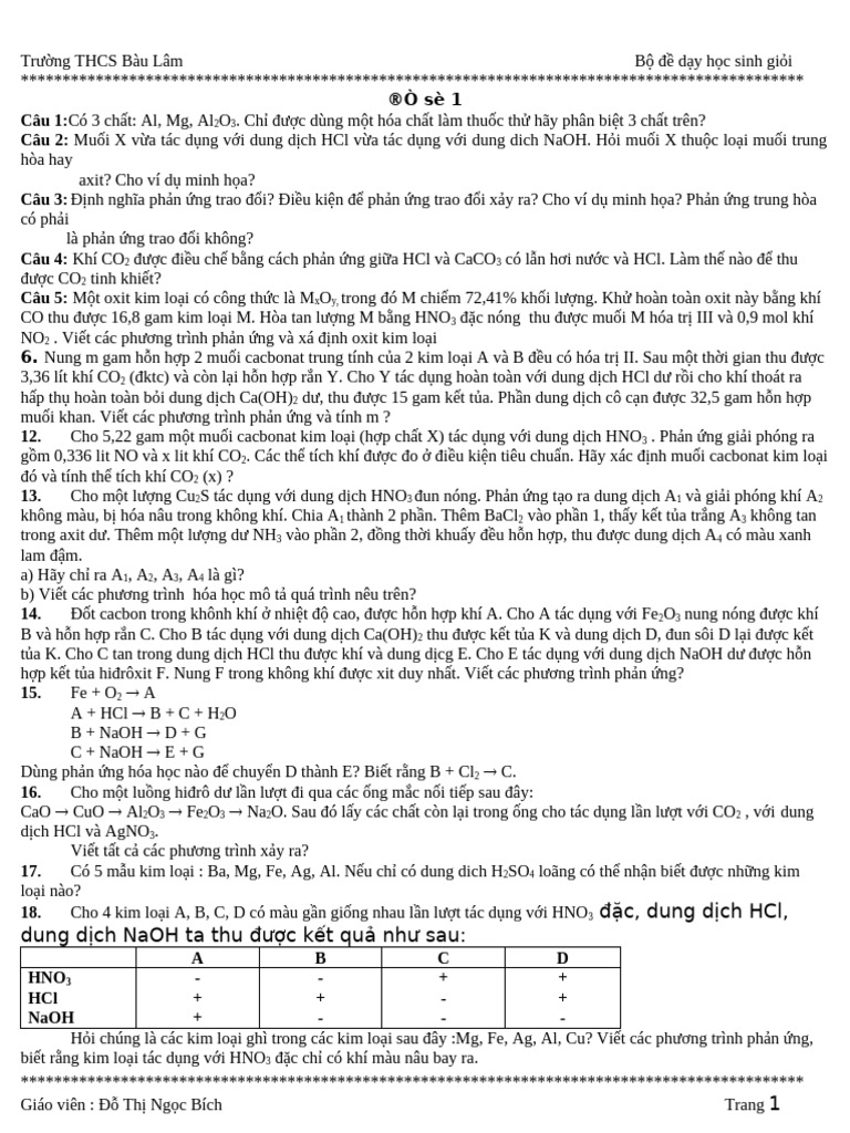 101 de Thi HSG Hoa 9 | PDF