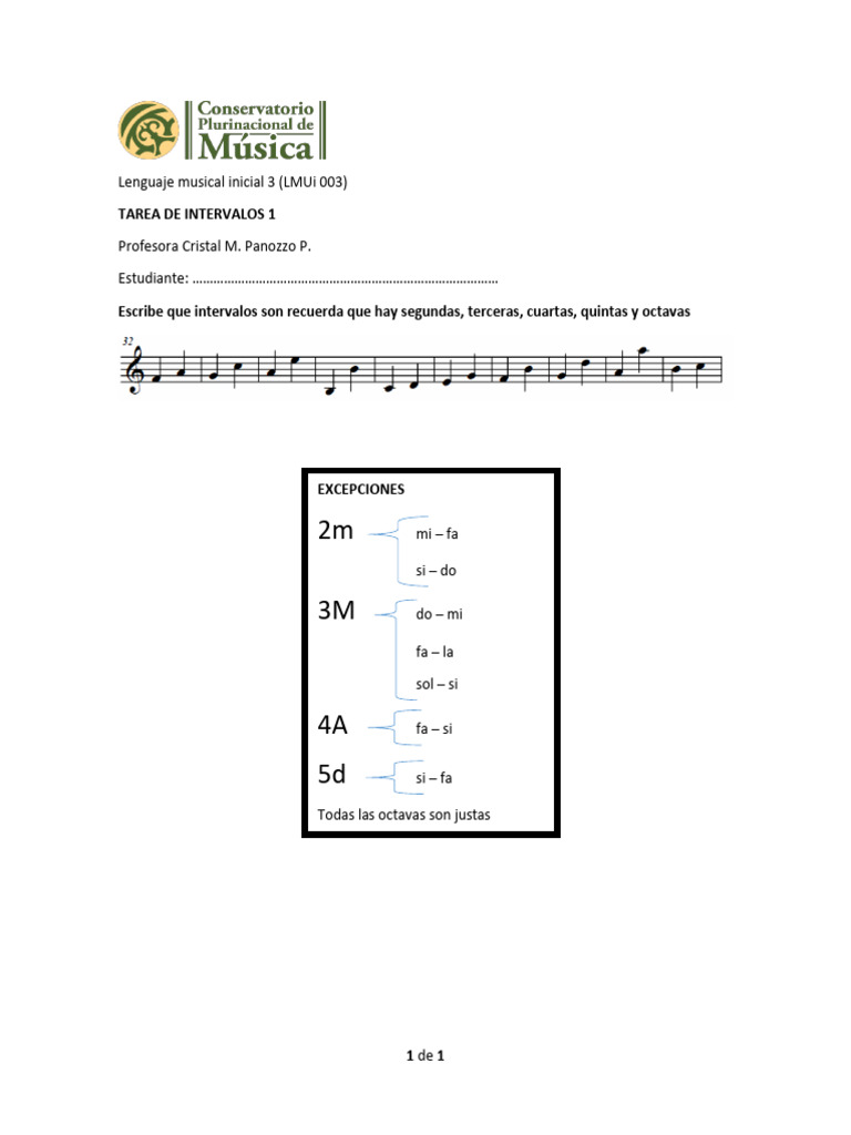 Tarea de Intervalos Musicales 1 | PDF