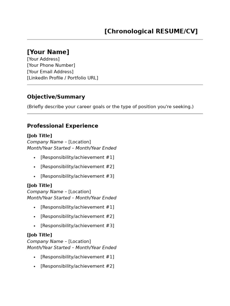 Template 2 - Chronological Resume | PDF