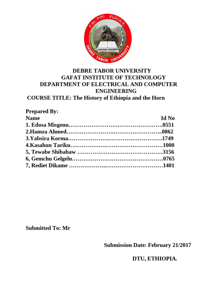Group 1 History Assignment | PDF | Agriculture | Ethiopia