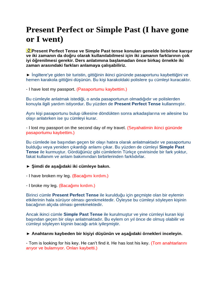 16-Present Perfect or Simple Past (I Have Gone or I Went) | PDF