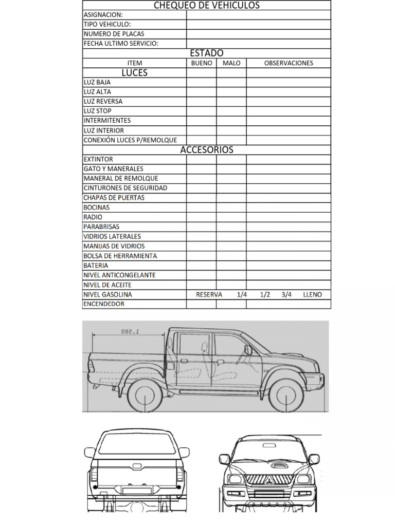 Anexo Checklist Doble Cabina | PDF