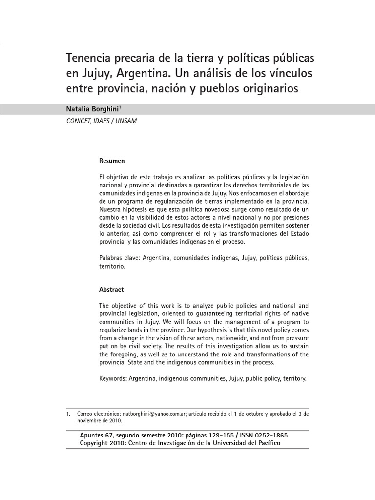 Tenencia Precaria Jujuy | PDF | Ciencias Políticas