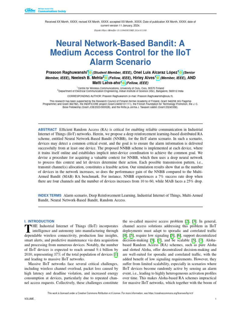 Neural Network-Based Bandit A Medium Access Contro | PDF | Computer ...