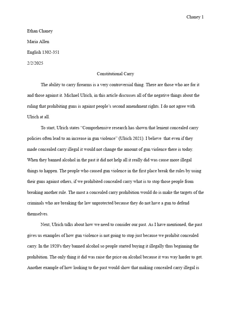 Reader Response A - Constitutional Carry | PDF | Concealed Carry In The ...