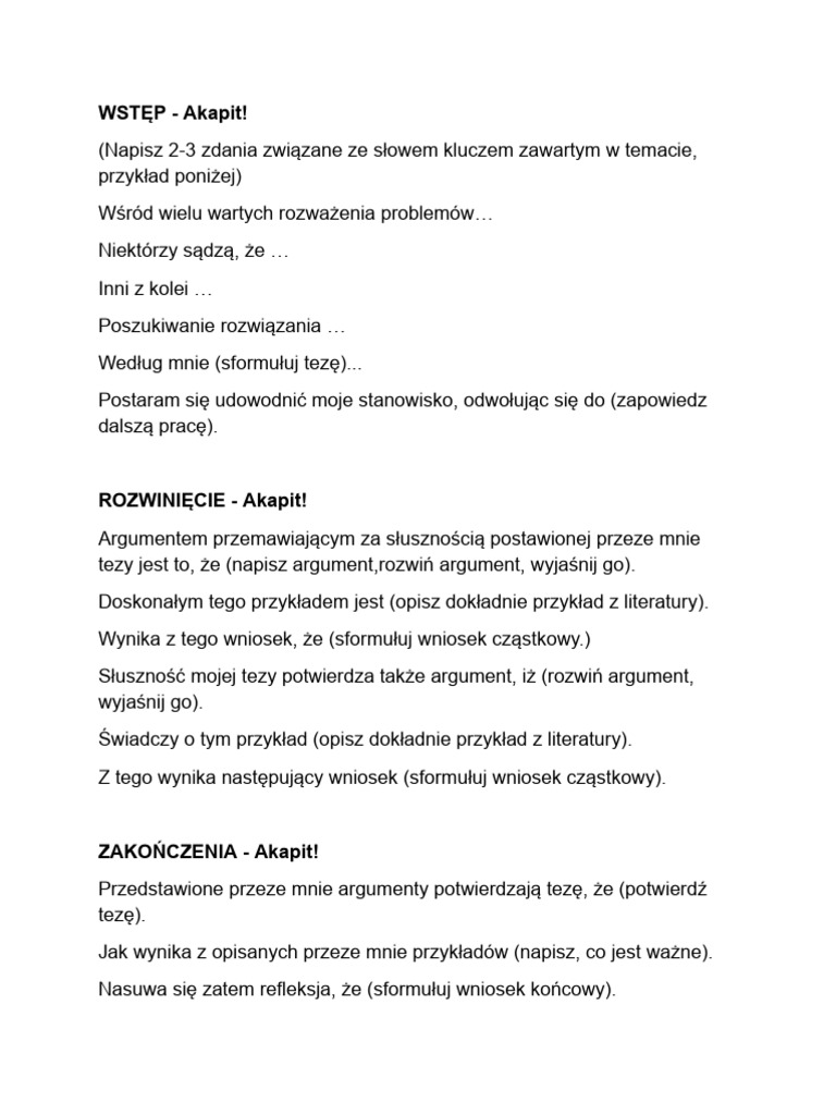 Gotowy Schemat Rozprawki-4 | PDF