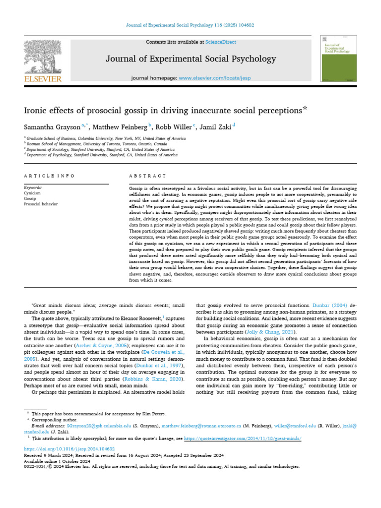 Ironic Effects of Prosocial Gossip in Driving Inaccurate Social ...