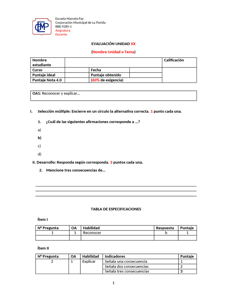 Formato Pruebas | PDF