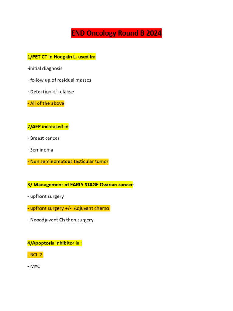 END Oncology Round B 2024 | PDF