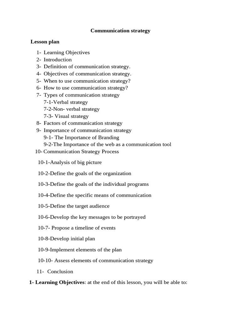 Effective Communication Strategy Guide | PDF | Communication | Goal